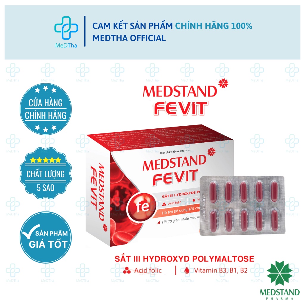 Medstand Fevit - Bổ sung sắt và Acid Folic cho bà bầu, viên bổ máu cho ...