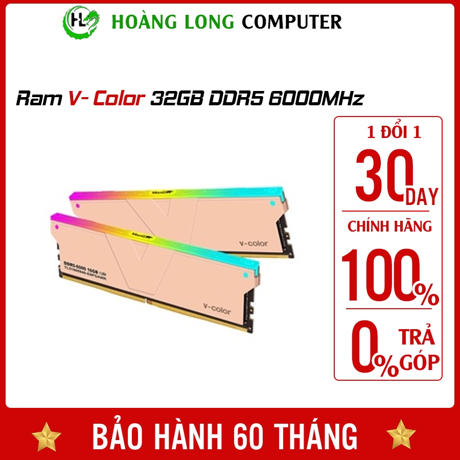 RAM Máy Tính Ram PC V- Color RGB 32GB(16GBx2) DDR5 6000MHz CL40 Gold ...