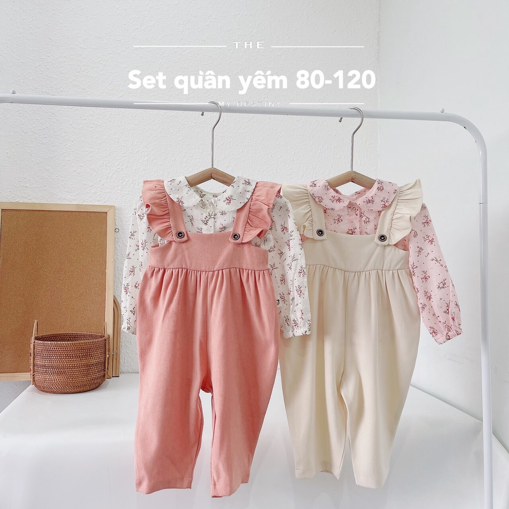 Bộ yếm zum kèm áo sơ mi cho bé gái 9 đến 20kg | Shopee Việt Nam
