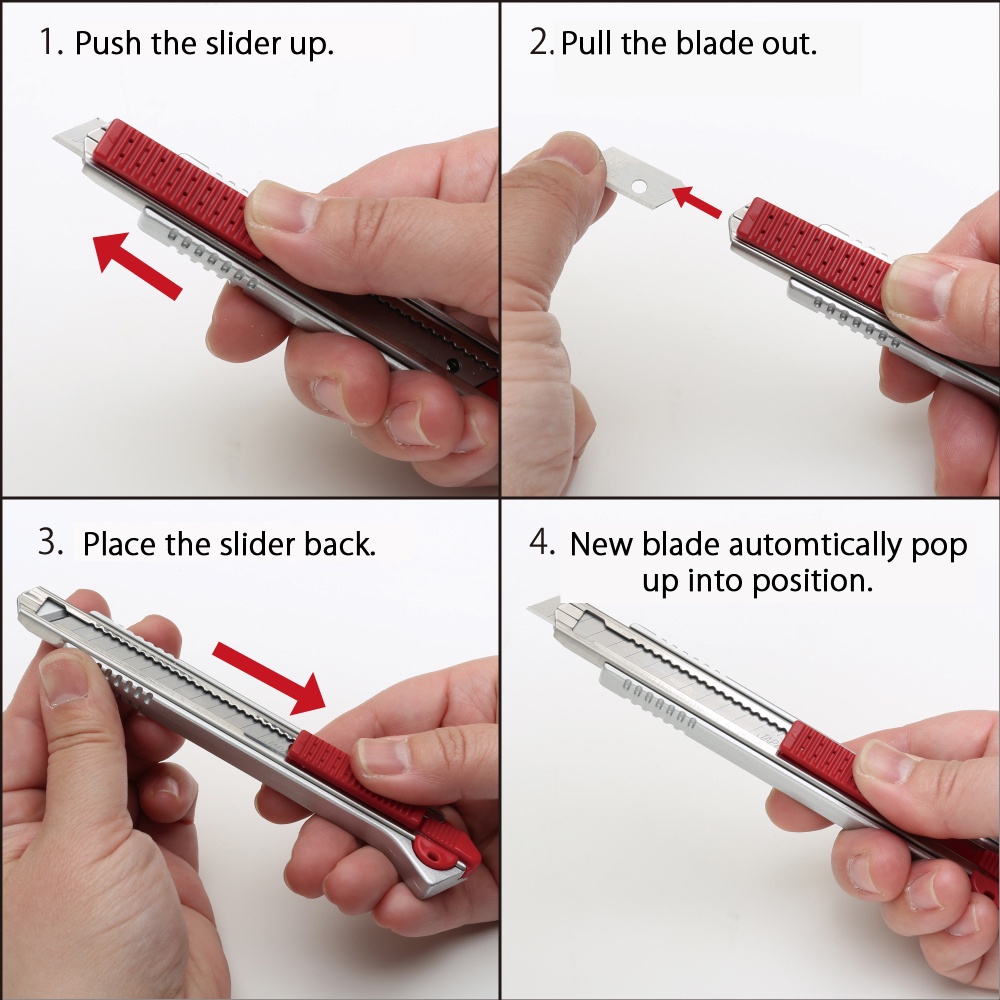 [ Made in Japan ] Dao rọc giấy thân nhôm bản lưỡi rộng 9mm đựng tối đa 5 lưỡi NT Cutter A-1000RP ...