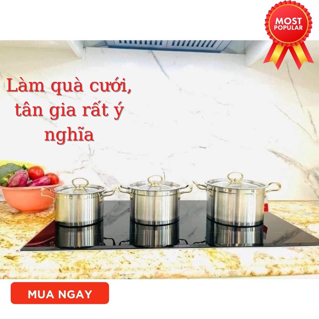 Bộ 3 Nồi Misu Louis Inox 304 Cao Cấp - Bộ Nồi Inox đáy 3 Lớp Nguyên ...