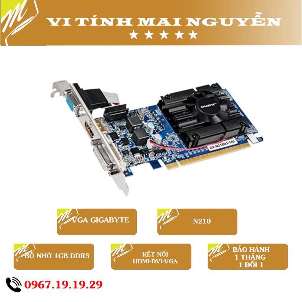 Card màn hình N210-1G Gigabyte, Asus chính hãng. Hàng đã sử dụng, BH 1 ...