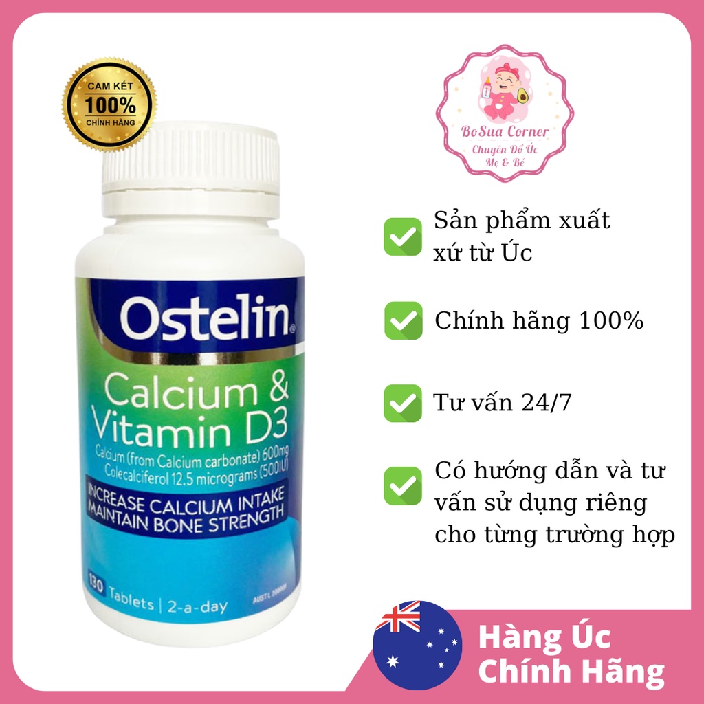 Viên Uống Bổ Sung Vitamin D & Canxi Ostelin Calcium & Vitamin D3 130 Viên Úc | Shopee Việt Nam