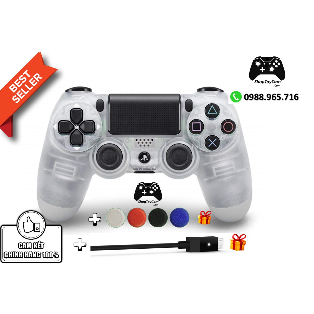 Tay Cầm Sony DualShock 4 PS4 Chĩnh Hãng Màu Trong Suốt Crystal + Cáp ...