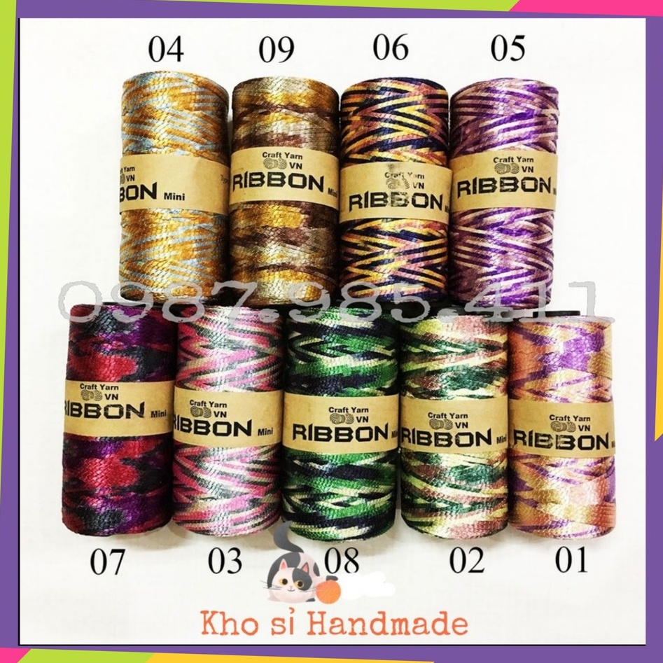 Sợi dệt ribbon 9 màu loang ombre độc đáo Việt Nam chuyên móc mũ túi ...