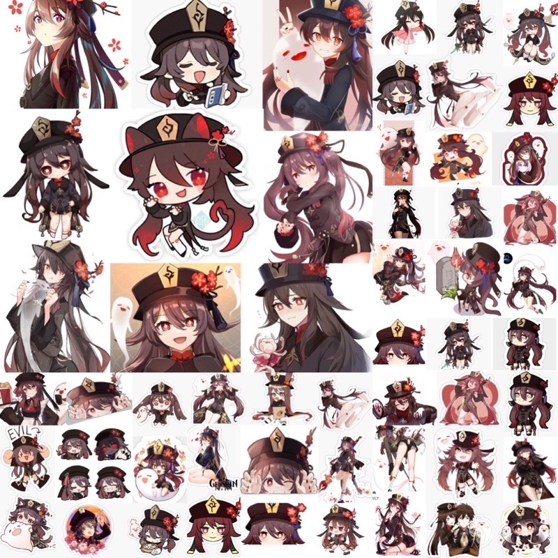Sticker Hutao genshin impact 30-60 ảnh ép lụa khác nhau / hình dán ...