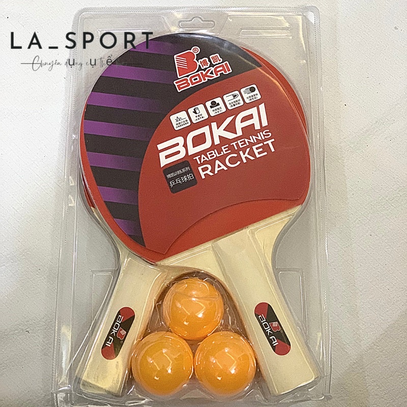 Bộ 2 Vợt bóng bàn BOKAI tặng kèm 3 quả bóng | Shopee Việt Nam