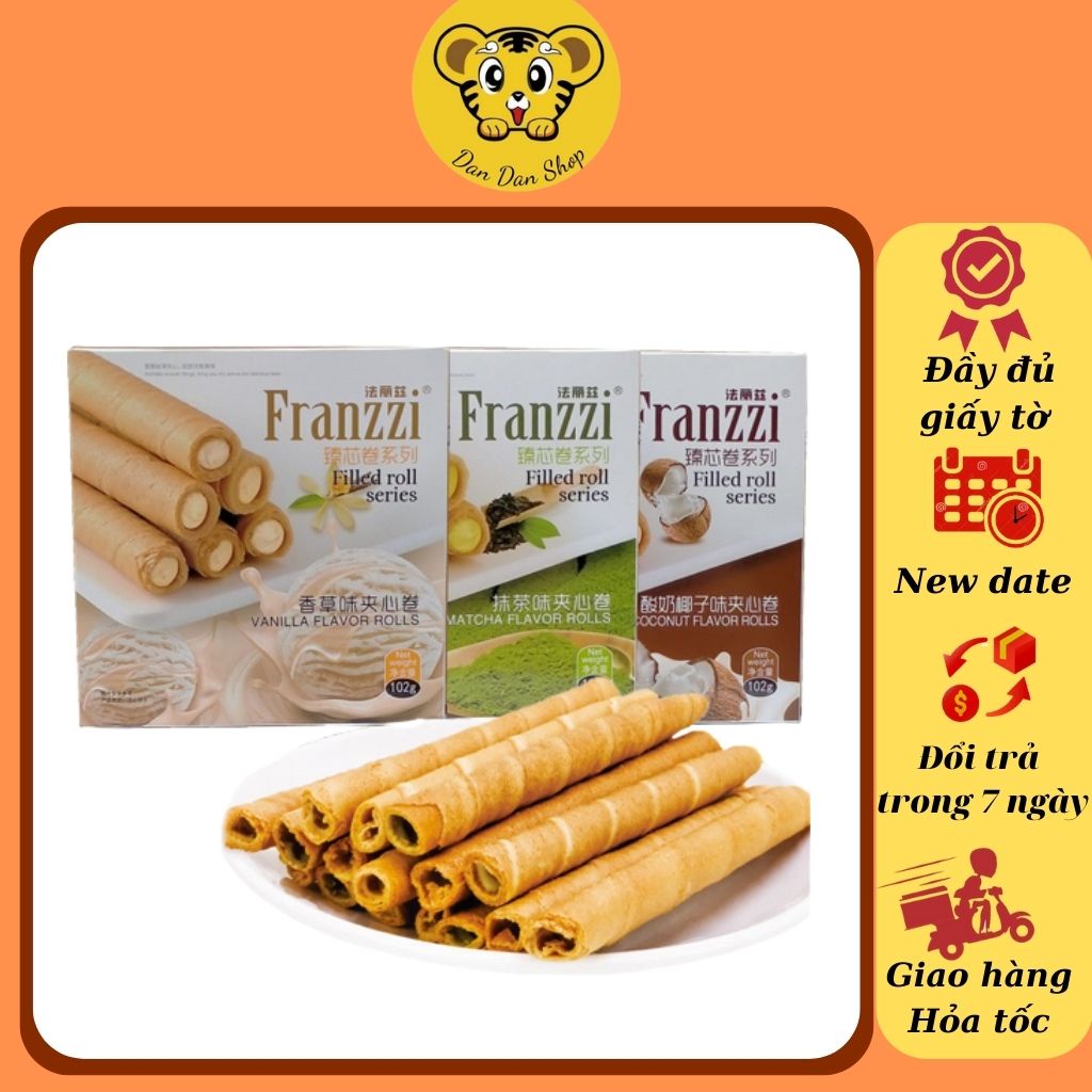 Bánh quy quế FRANZZI vị matcha, dừa, kem sữa vani hộp 102 gram giòn rụm ...