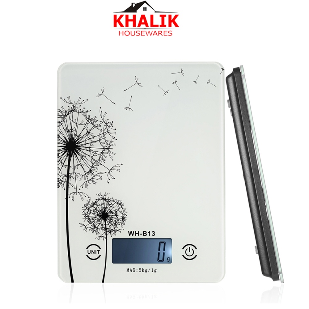 Cân điện tử nhà bếp KHALIK WH-B13 5kg dùng pin mặt kính cường lực độ chính xác cao | Shopee Việt Nam
