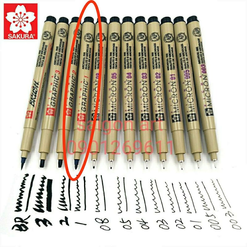 Bút Kim Line Đi Nét, Bút Lông Thư Pháp Chính Hãng SAKURA PIGMA MICRON ...