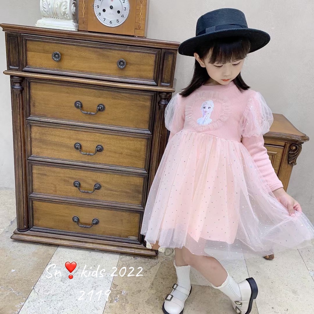 Váy elsa dài tay công chúa cho bé gái 8-20kg | Shopee Việt Nam