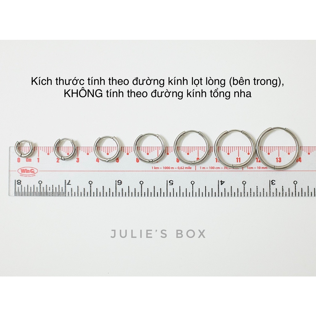 [1 CHIẾC] [BẤM] Khuyên Tai Hoop Tròn Nhiều Size Dày 2MM Xỏ Nam Nữ Hình ...