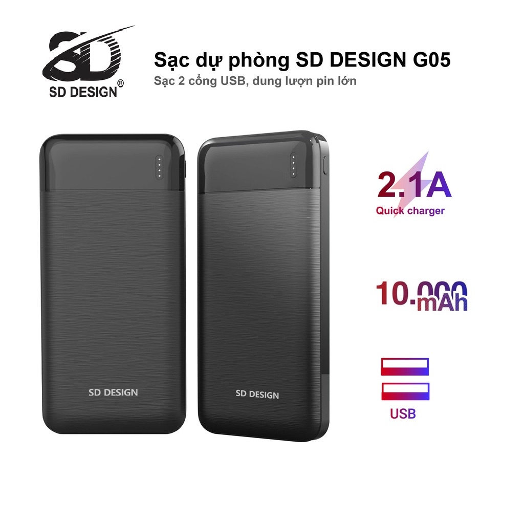 Sạc dự phòng, sạc dự phòng 10000 , sạc nhanh SD DESIGN G05 chính hãng bảo hành 12 tháng | Shopee ...
