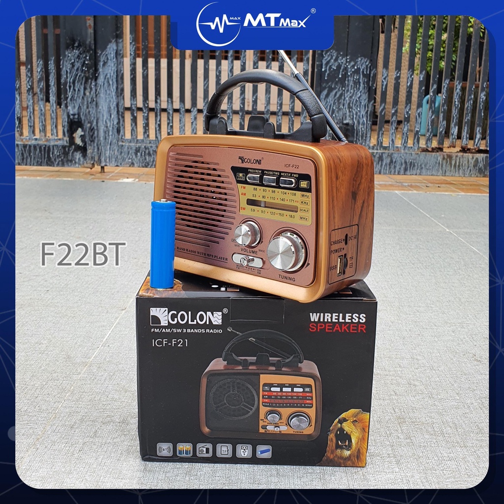 Đài radio FM F22 BT thiết kế vân gỗ hiện đại âm thanh hay to rõ hỗ trợ ...