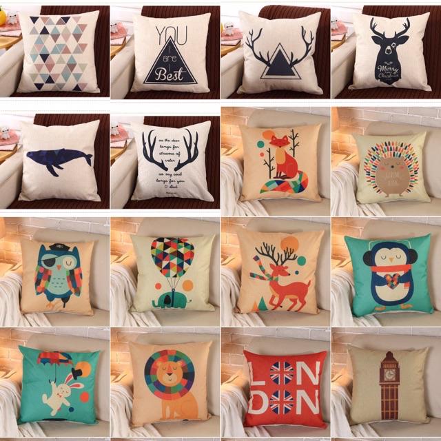 Vỏ gối vuông tựa vải gai size to 45*45 in sắc nét.30 mẫu có sẵn. Combo ...