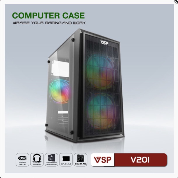 Case VSP V201 (Chuẩn mATX), Vỏ Case Game , Văn Phòng. Nắp Bên Hong ...