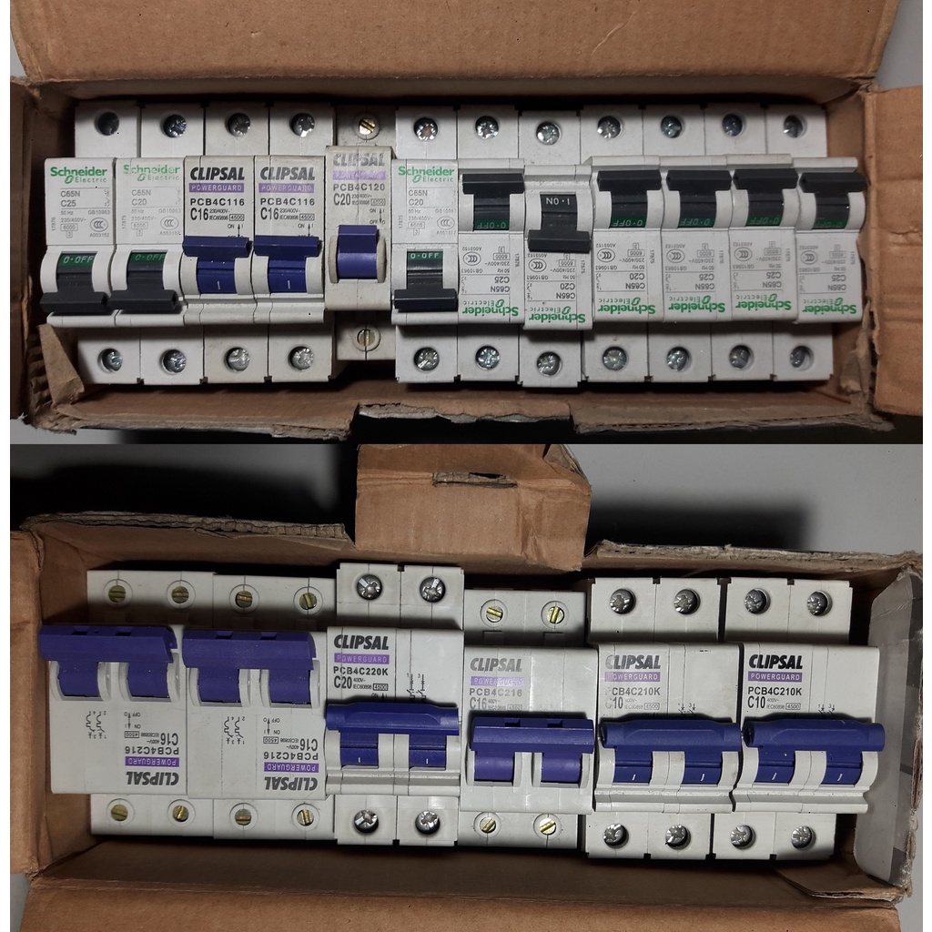 Aptomat MCB CB PCB Schneider, Hager, Clipsal 1P, 2P tép 10A 16A 20A 25A hàng chưa qua sử dụng ...