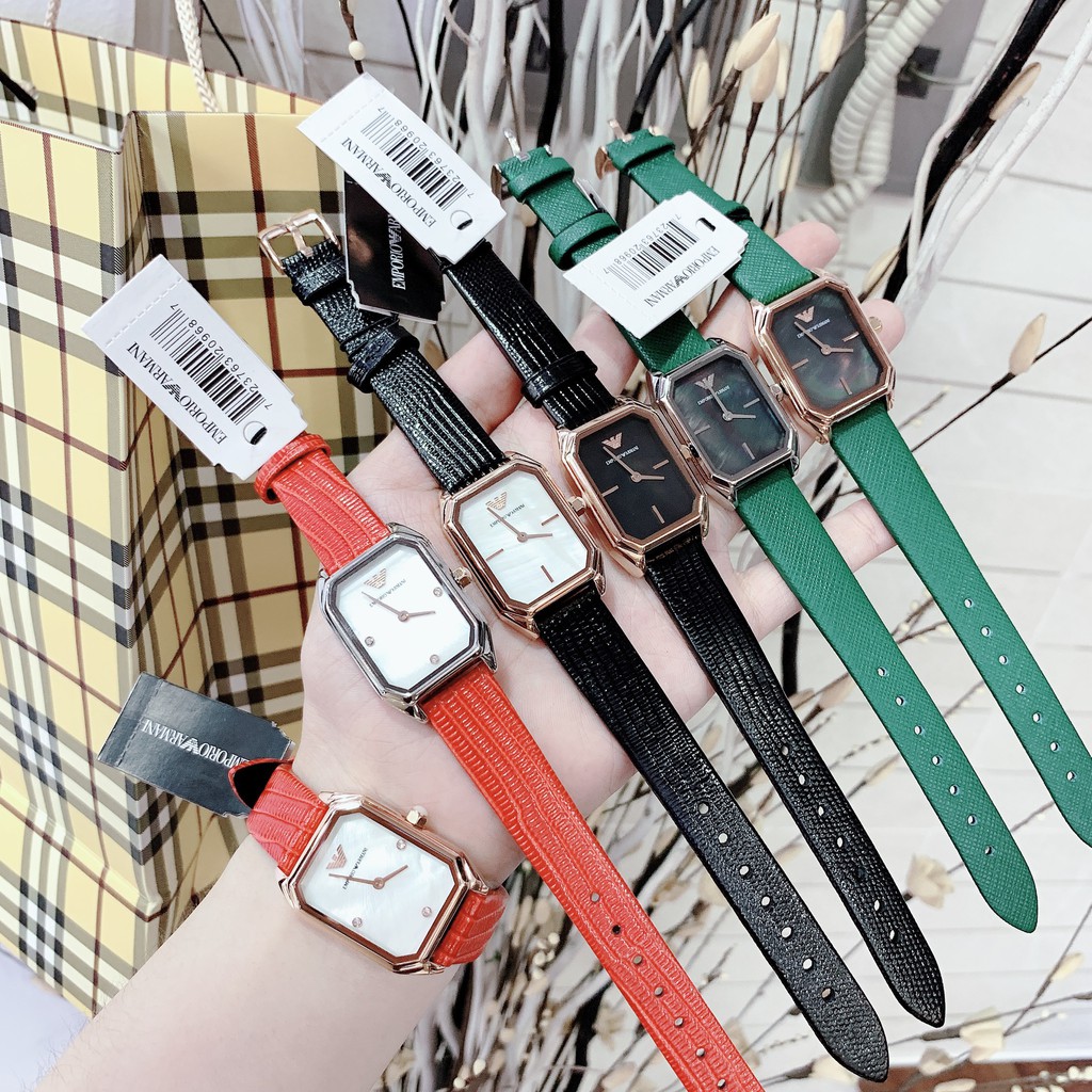 Đồng hồ nữ armani mặt chữ nhật dòng Gioia Ar11149 dây da nhiều màu ...