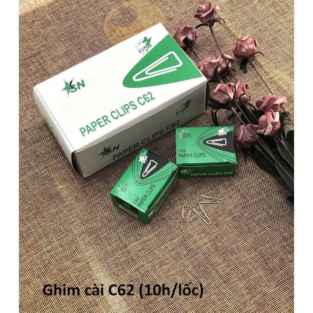 Ghim cài 10 hộp C62 tam giác loại A1 - hàng đủ (kẹp tài liệu ) - vpp ...