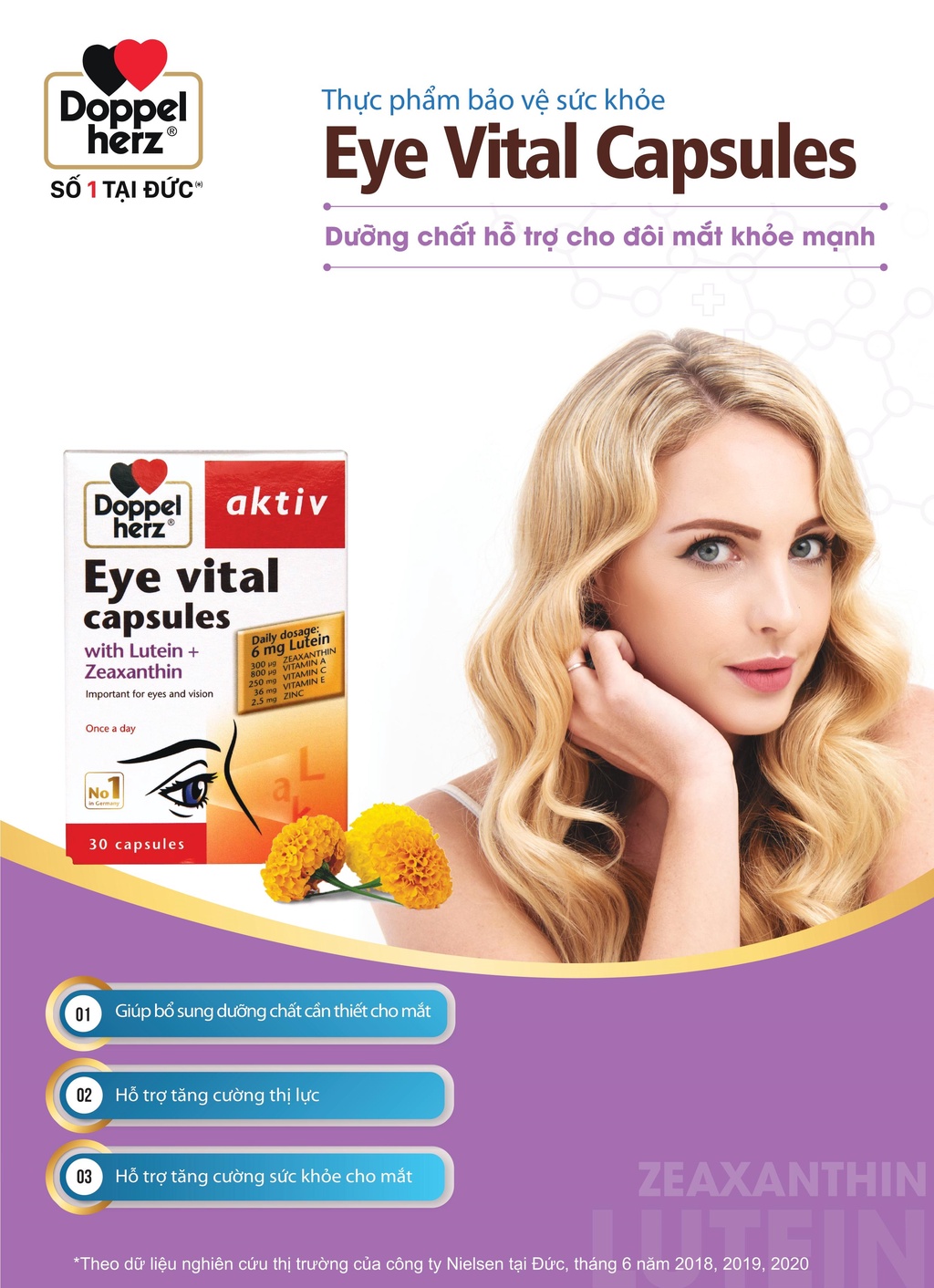 Viên uống hỗ trợ chống mỏi mắt, tăng cường thị lực Doppelherz Eye Vital ...