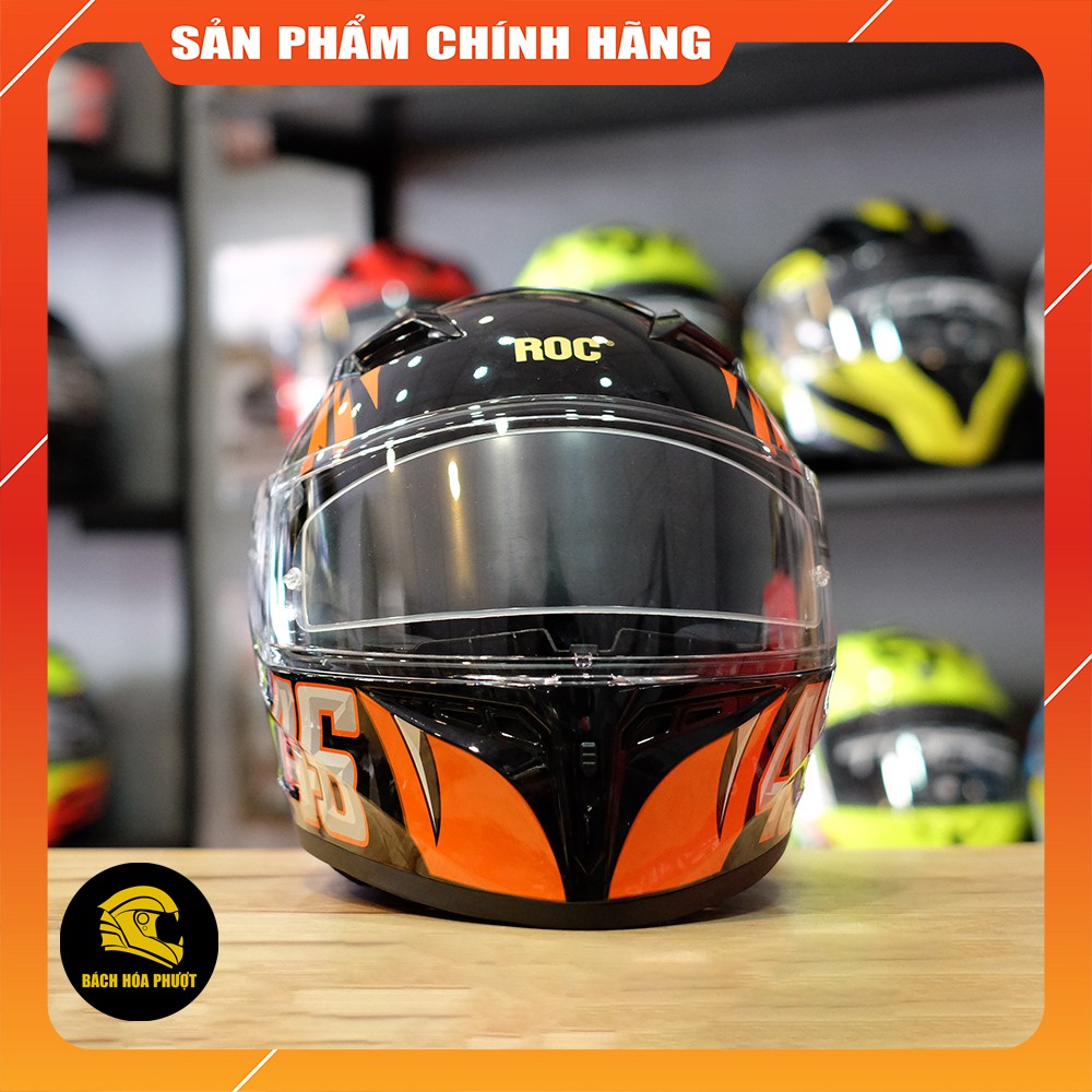 [CHÍNH HÃNG] Mũ Fullface ROC 01 Tem 46 Đen Cam Kính Trong | Shopee Việt Nam