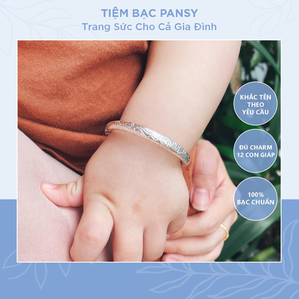 Vòng tay cho bé chạm rồng, kiềng bạc cho bé khắc tên từ sơ sinh đến 3 ...