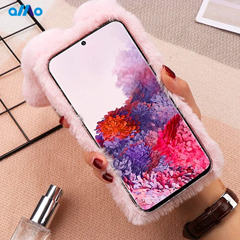 Ốp điện thoại trang trí lông thỏ cho Samsung Galaxy A32 5g A52 A72 4g A01 A02 A10 A10S A20 A20S ...