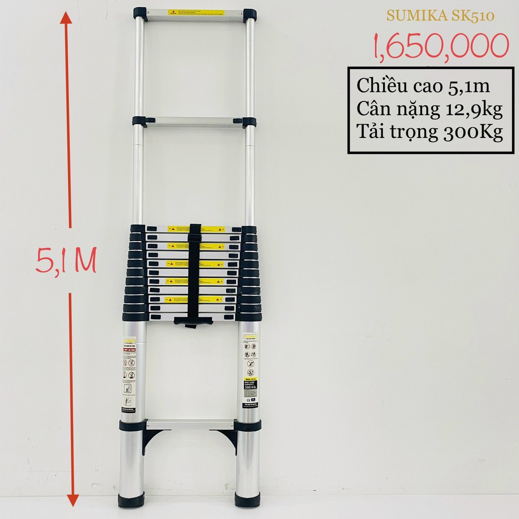 Thang nhôm rút đơn Sumika SK320 - SK380 - SK440 - SK510 - SK560 từ 3.2m ...