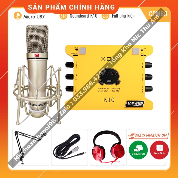 Trọn Bộ Sound Card K10 Micro AQTA U87 . Chuyên Hát Livestream Thu Âm ...