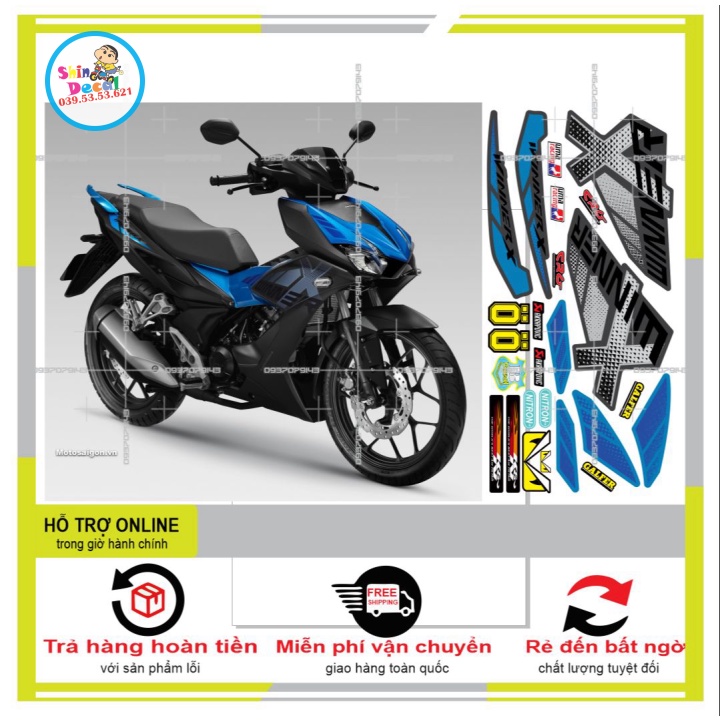 TEM XE WINNER X MẪU ZIN XANH ĐEN -- SHIN DECAL 2 | Shopee Việt Nam