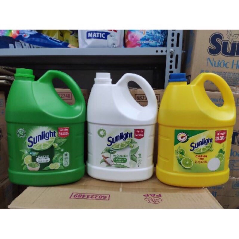 [HÀNG CHUẨN CÔNG TY] NƯỚC RỬA CHÉN SUNLIGHT CHANH VÀ TRÀ XANH MỚI SẠNH NHANH XẢ BỌT NHANH 3.6KG ...