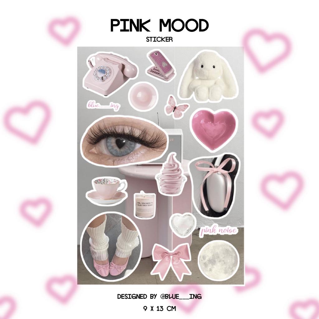 [pink mood sticker] | set sticker trang trí sổ, case điện thoại, laptop ...