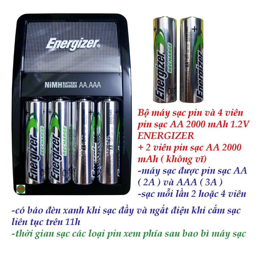 Bộ Sạc Pin AA - AAA ENERGIZER CHVCM4 có kèm 4 / 6 / 8 viên pin sạc AA ...