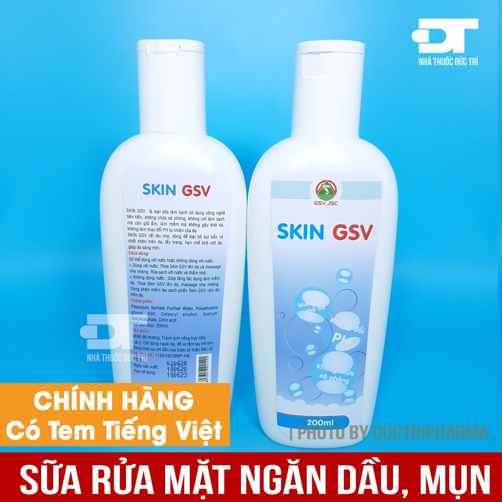 Sữa Rửa Mặt Skin GSV 200ml - Dành Cho Da Dầu Mụn, Nhạy cảm | Shopee ...