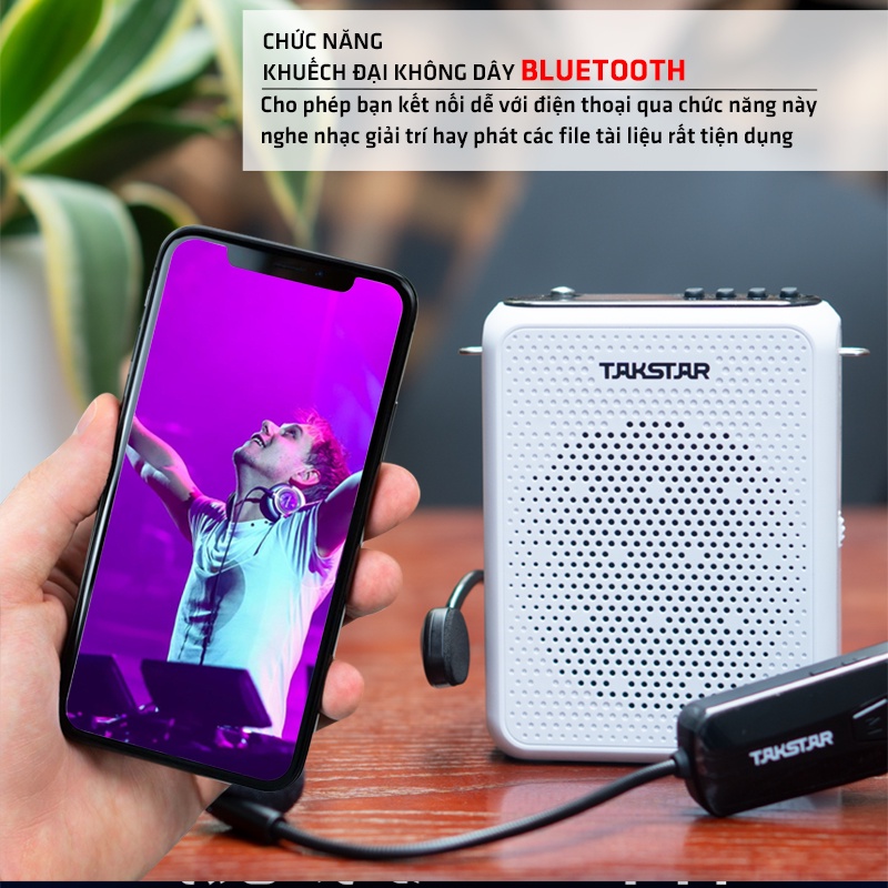 Máy Trợ Giảng Không Dây TAKSTAR E300W, Có Bluetooth, Công Suất 10W, không dây công nghệ UHF, Bảo ...