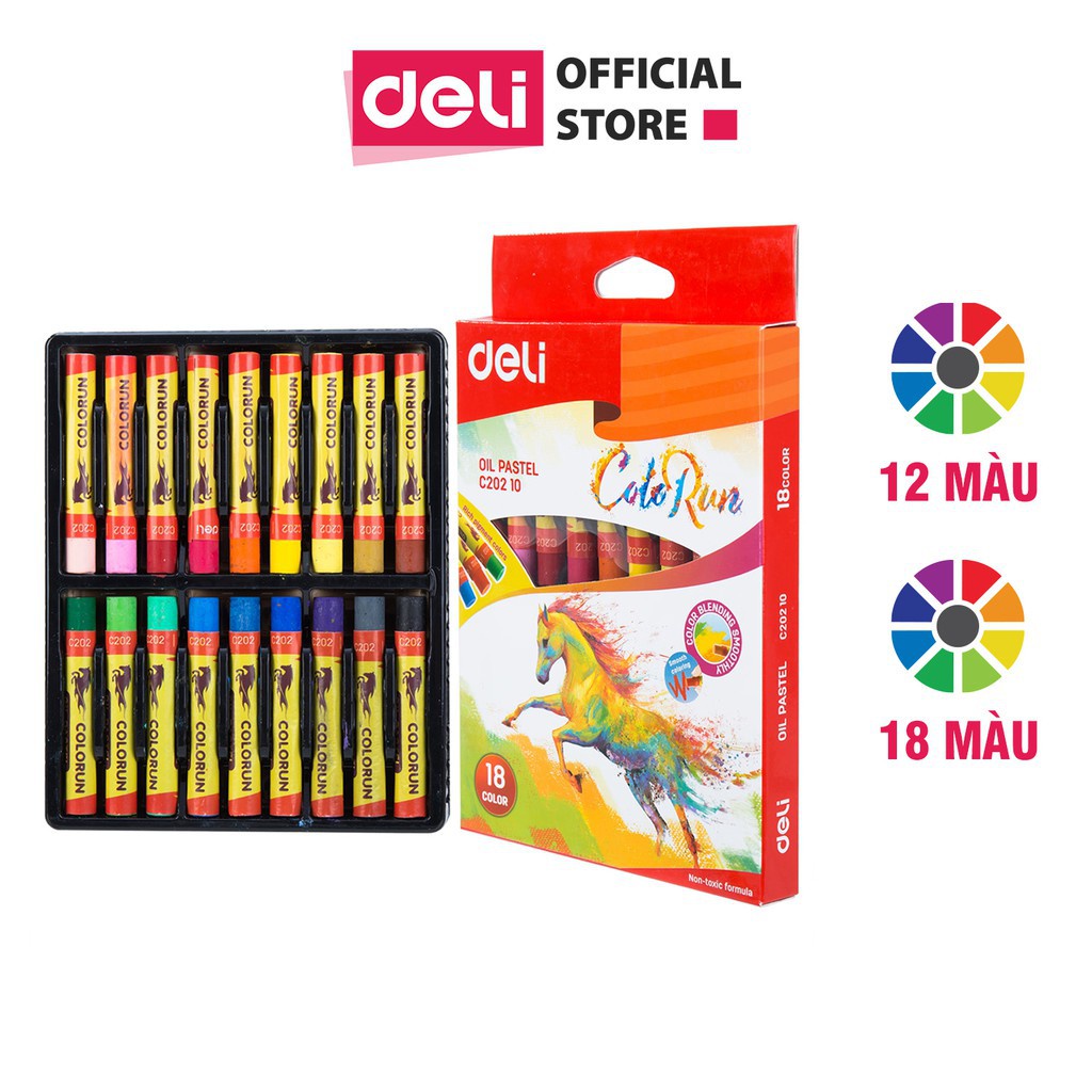 Bút sáp dầu 12 màu/18 màu - Deli EC20200/EC20210 | Shopee Việt Nam