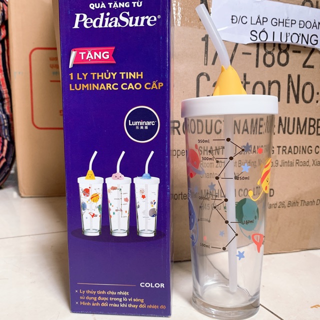 Ly ống hút thuỷ tinh Lumiac ( đổi màu hoạ tiết trên ly khi nhiệt độ ...