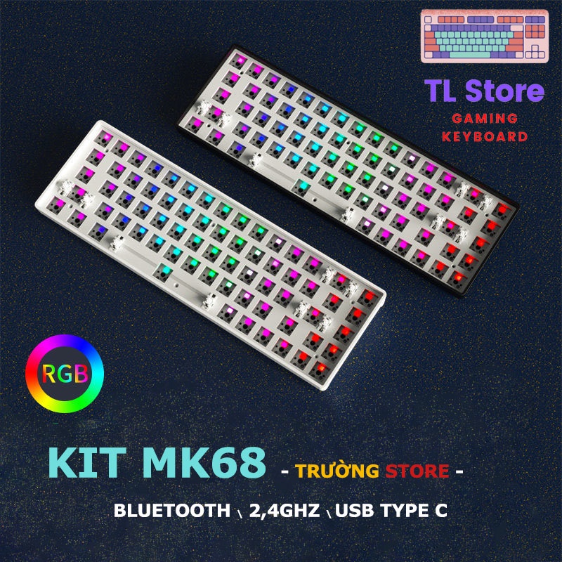 Bộ KIT WL68 ( MK68 ) Led RGB Bluetooth - Wireless 2.4ghz - USB Type C ...