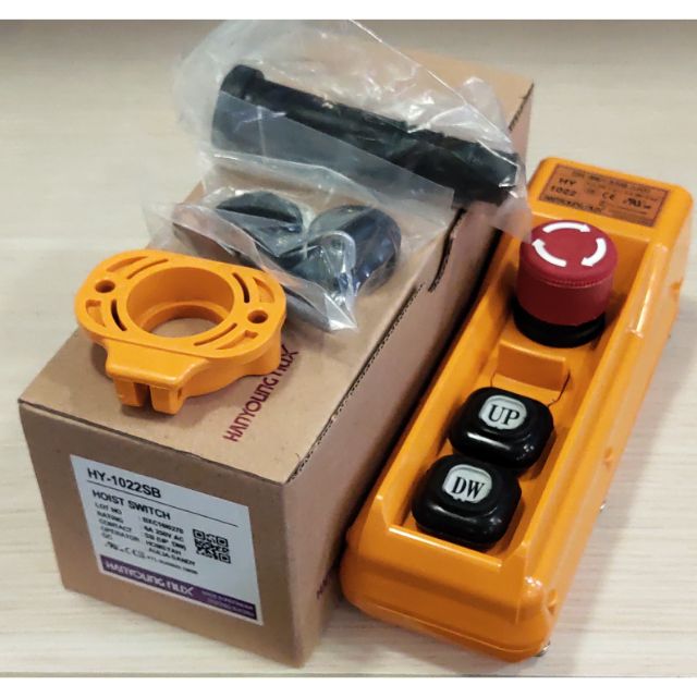 Công tắc điều khiển cần trục 2 nút có dừng khẩn HY-1022SB Hanyoung ...