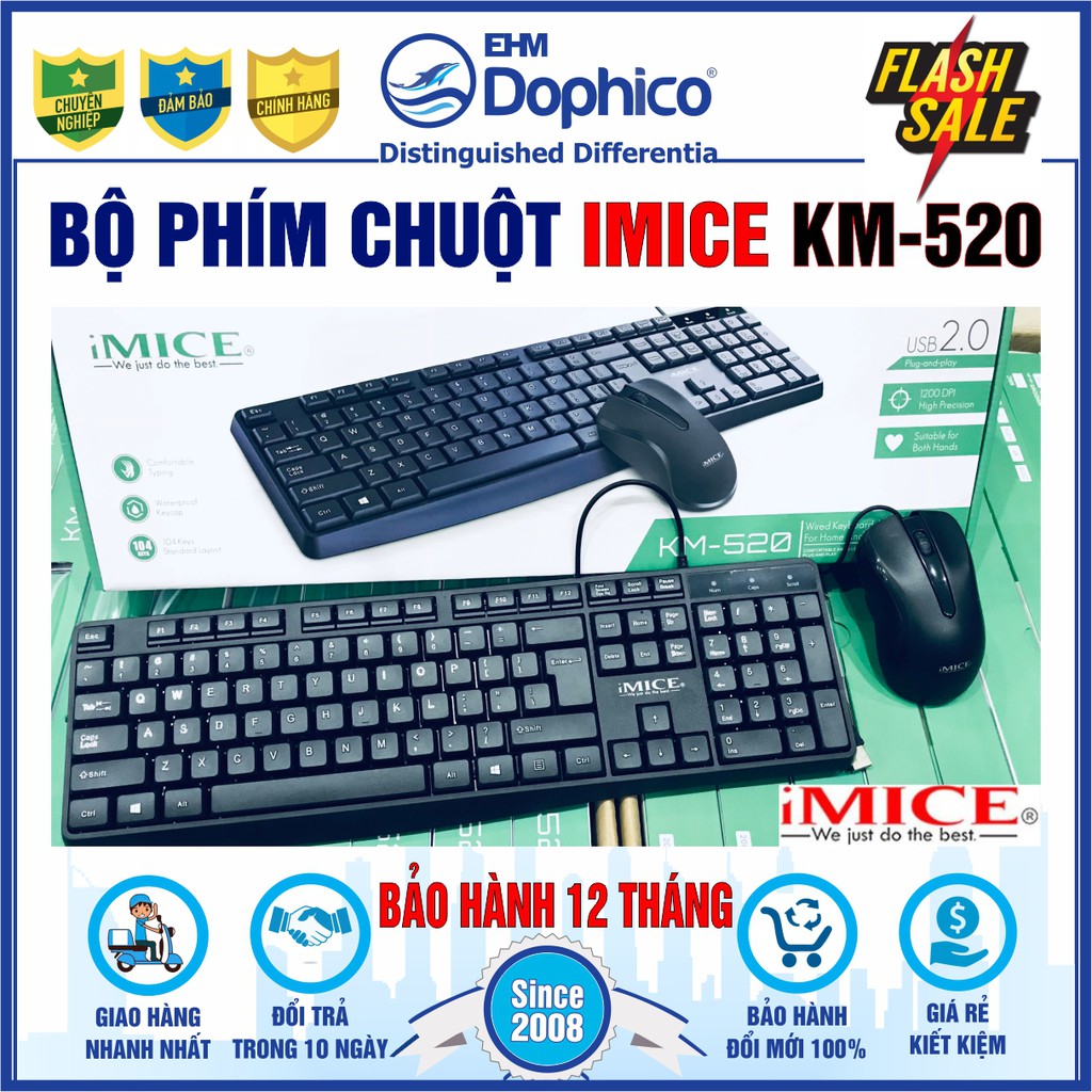 Bộ phím chuột văn phòng IMICE KM-520 có dây – chính hãng – bảo hành 12 tháng | Shopee Việt Nam