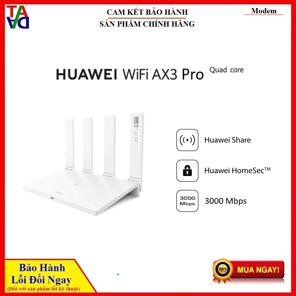 Router Wifi 6 Huawei AX3 Pro băng tần kép 3000Mbps CPU 4 nhân - Hàng ...