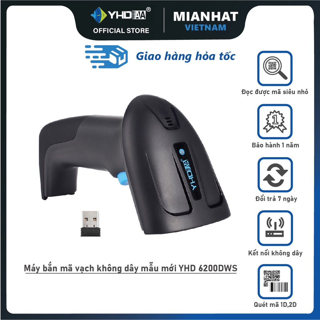 Máy quét mã vạch mẫu mới YHD 6200DWS đọc mã vạch Barcode 1D Qrcode 2D ...