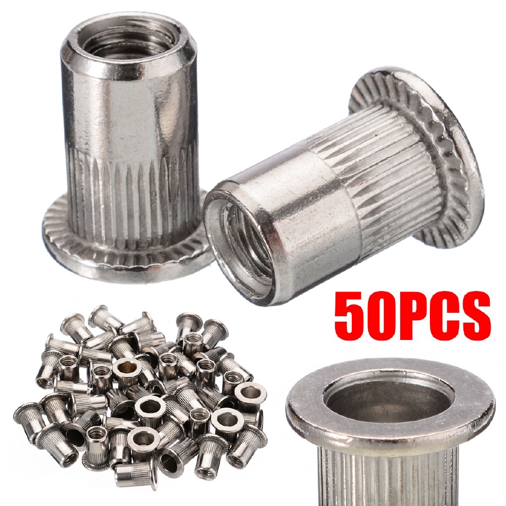 50pcs New M6 Thread Stainless Steel Flat Head Rivet Nut Rivnut Insert ...