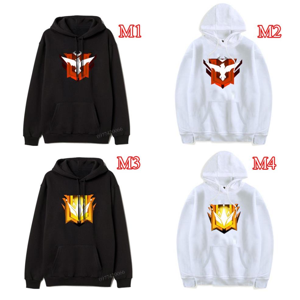 ào free fire 3D, áo hoodie freefire, logo rank thách đấu, rank huyền ...