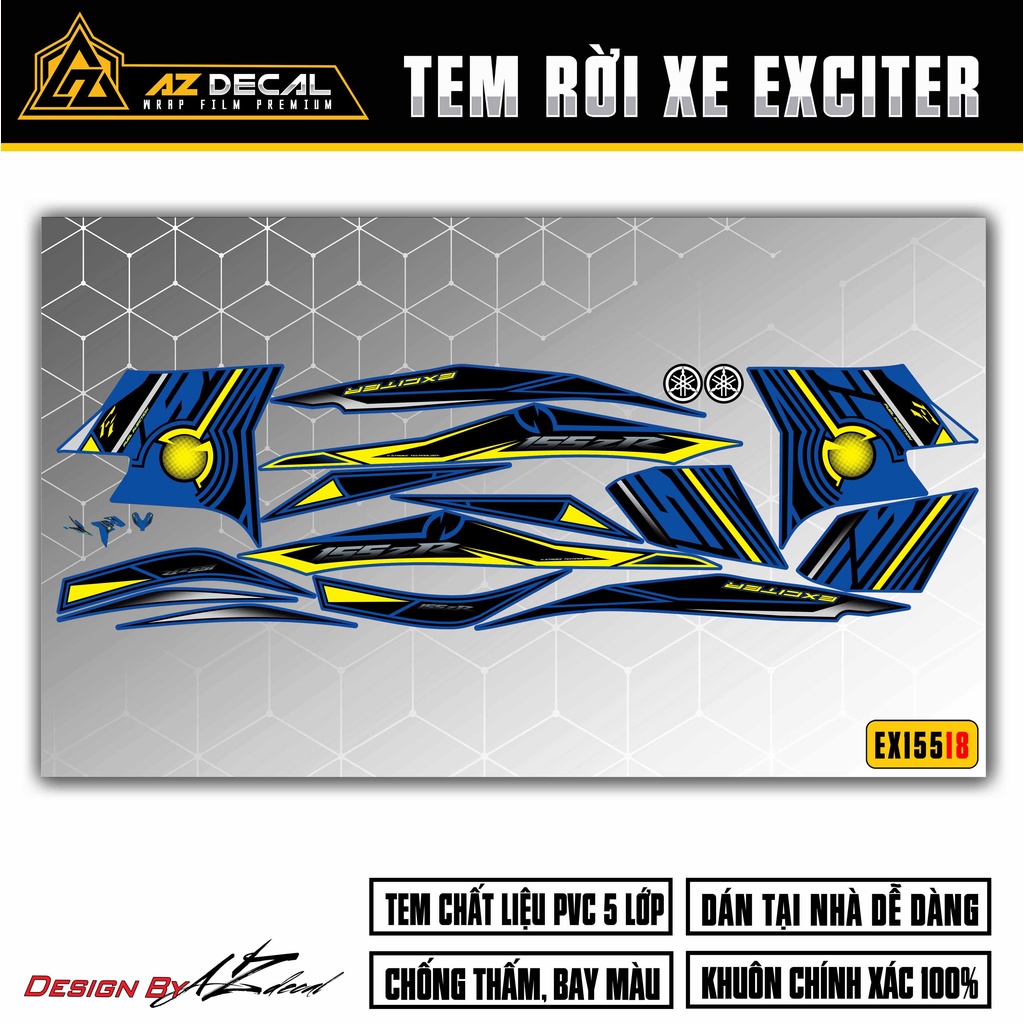 Tem Xe Exciter 155 Mẫu 155ZR | EX15518 | Team Decal Rời Dán Ex155 Đẹp ...
