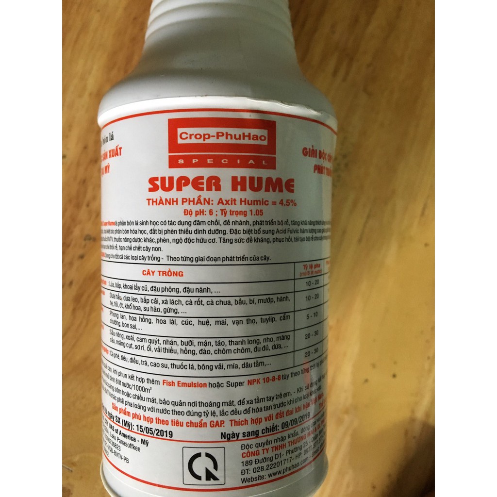 Phân bón humic đậm đặc SUPER HUME chai 250ml (thay thế cho humic 322 ...
