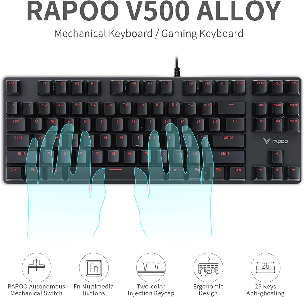 Bàn phím cơ Rapoo V500 Alloy 87 nút ( Không LED- rapoo switch ...