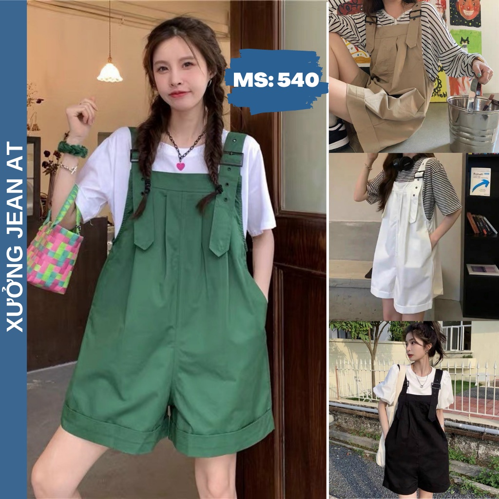 Yếm Quần KaKi 4 Màu Xếp Ly Short Ống Rộng Thời Trang Phong Cách Năng Động - 540 | Shopee Việt Nam