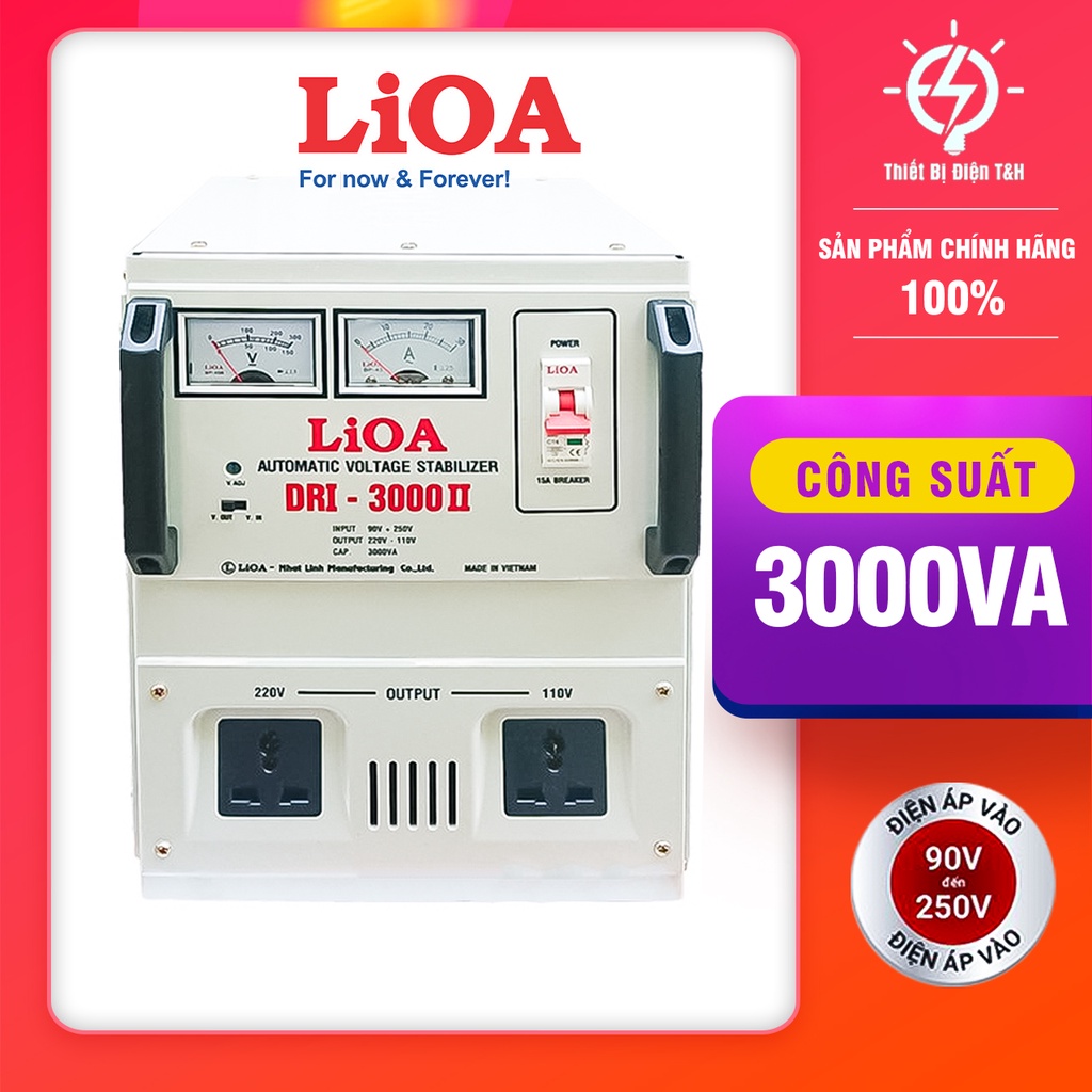 Ổn áp Lioa 3kva, 1 pha, dải điện 90v, DRI-3000II | Shopee Việt Nam