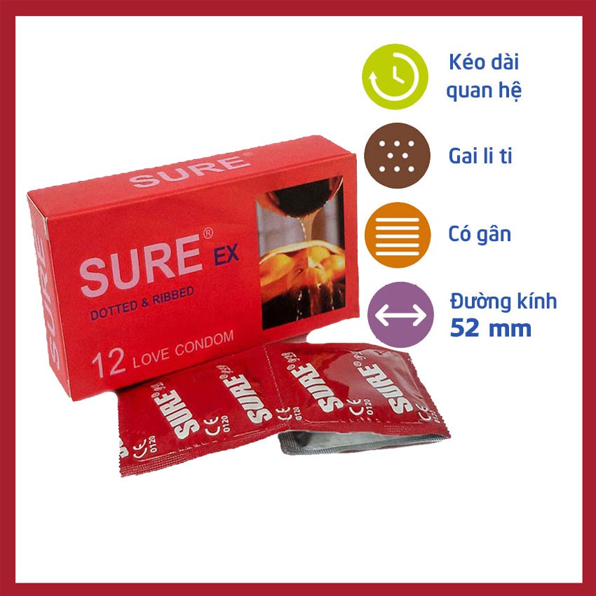 Bao cao su gai nổi Sure (12 bao) | Shopee Việt Nam